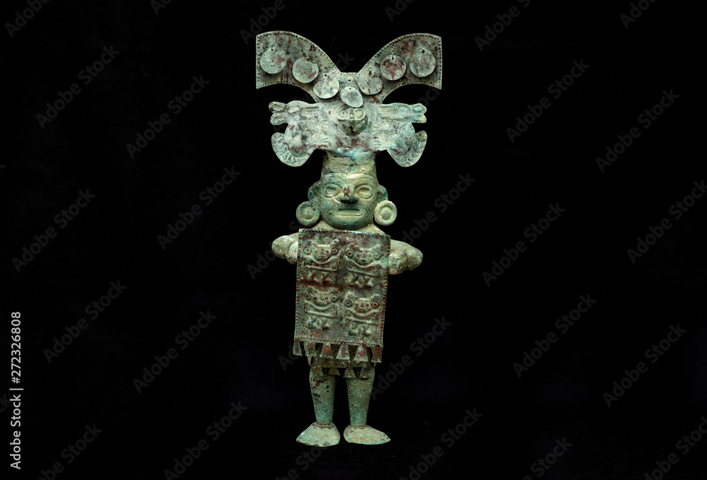 Pre-columbian copper men figure from Lambayeque ancient Peruvian ...