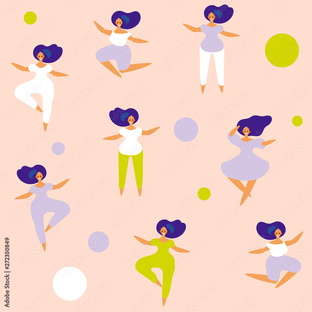 Pattern of dancing girls. Women performing dance at school, studio ...