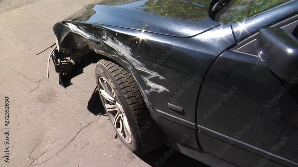 Vehicle Damaged After Auto Collision. Car Crash in Front After the ...
