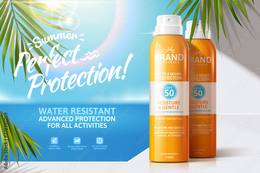 Sun spray ads Stock Vector | Adobe Stock