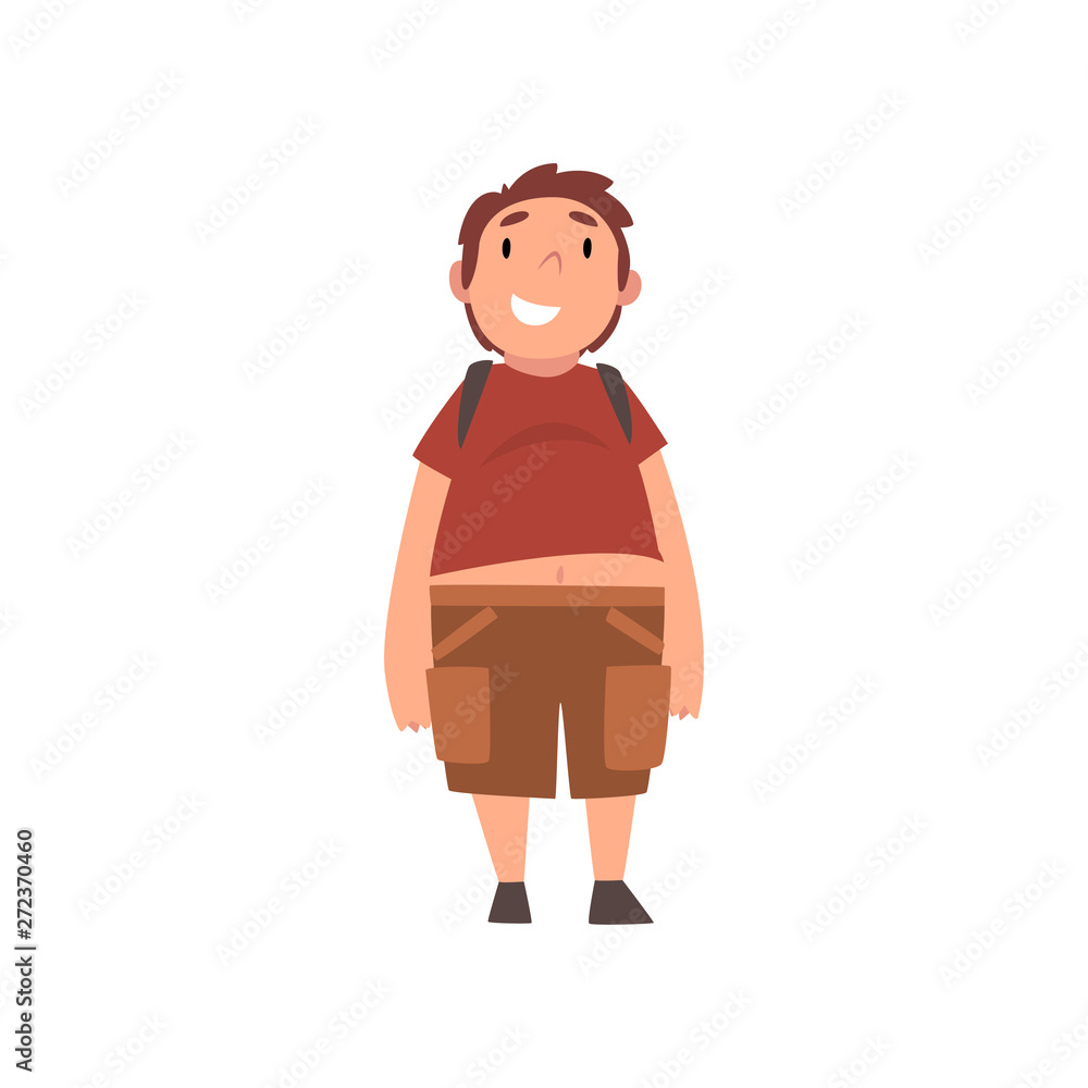 Smiiling Fat Boy, Cute Overweight Child Character Vector Illustration ...