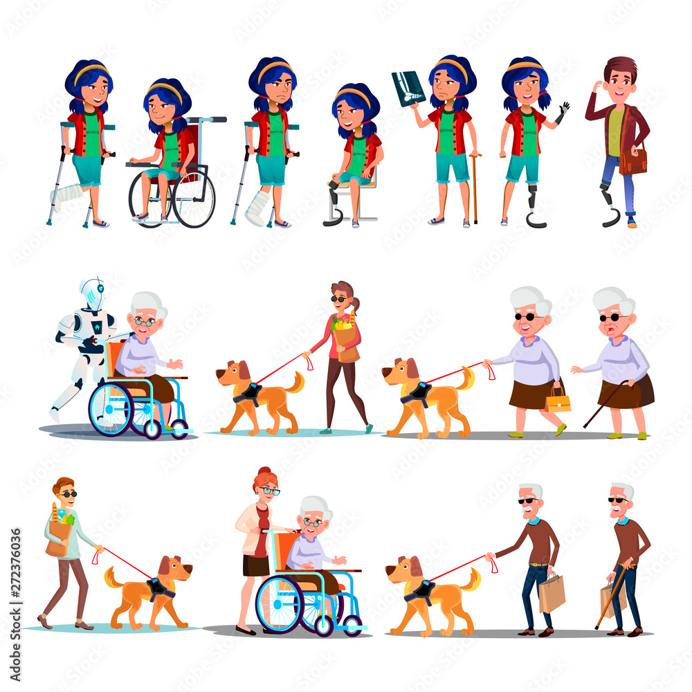Different Character Person Invalid Set Vector. Collection Of Invalid ...