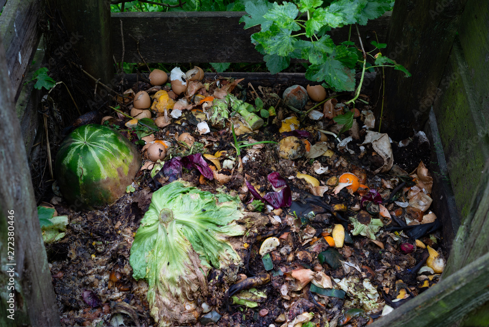 Organic composting biodegradable waste pile, vegetable, fruits bio ...