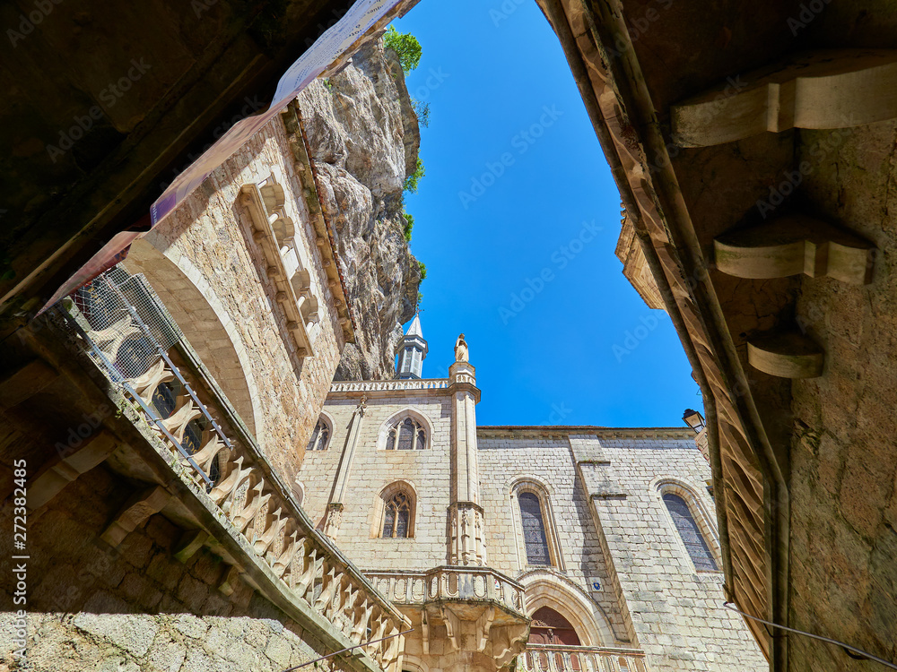 Atrium of Saint Sauveur sanctuary basilica from the staircase that ...