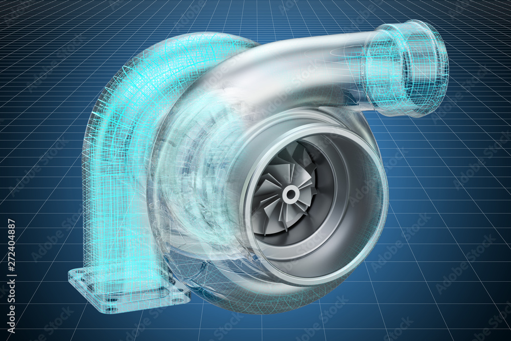 Ilustração do Stock: Visualization 3d cad model of car turbocharger ...
