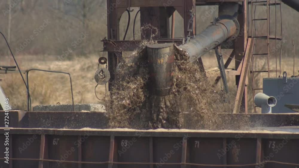 Extraction of construction river sand using a special vessel dredger ...