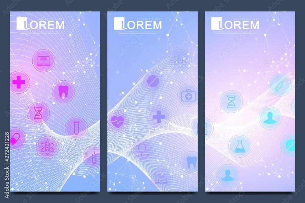 Modern set of vector flyers. Medical abstract background with health ...