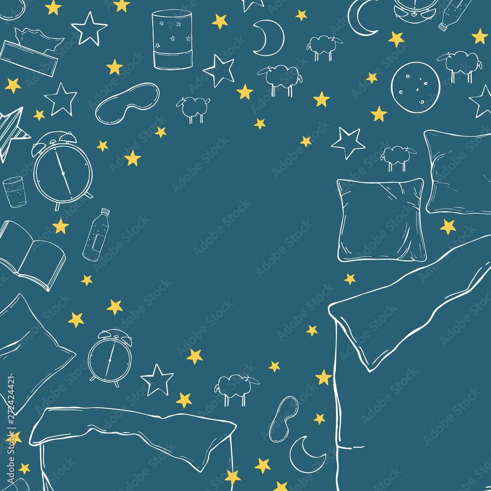 Hand drawn sleep set. Vector sketch illustration. Stock Vector | Adobe ...
