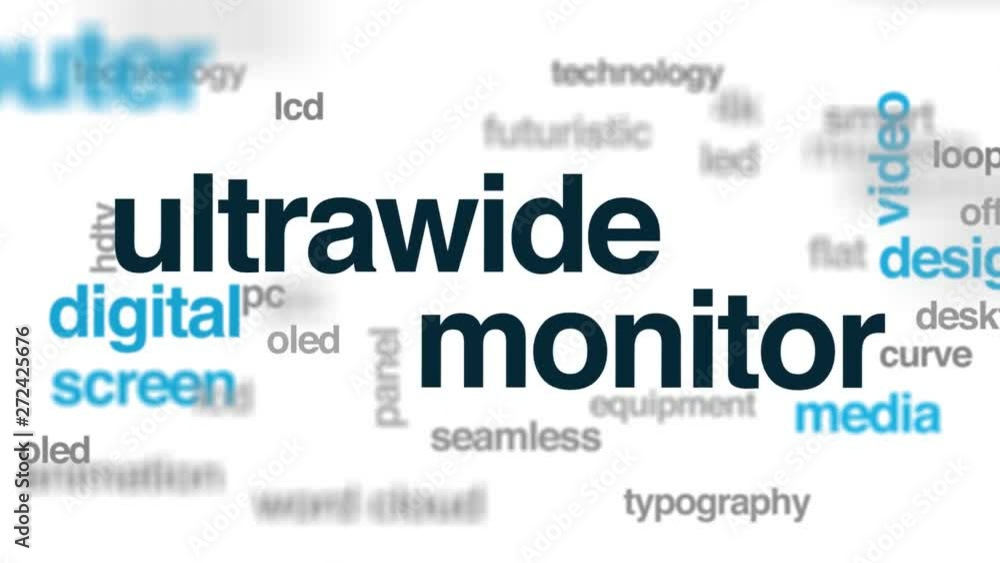 Ultrawide monitor animated word cloud, text design animation. Kinetic ...