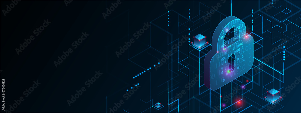 Isometric protection concept. Protect mechanism, system privacy. Stock ...