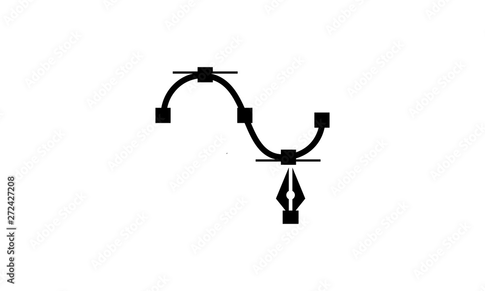 Pen tool. Vector computer graphics. The curve control points. Black ...