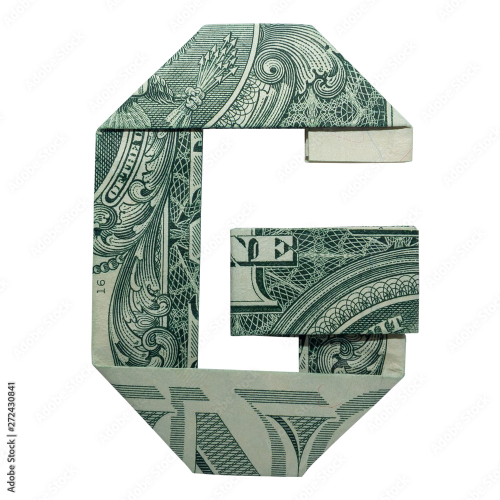 Money Origami LETTER G Character Folded with Real One Dollar Bill ...