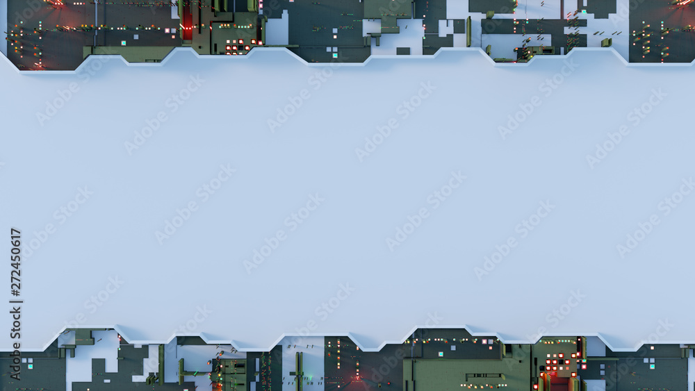 Border of electronics technology plate and free space 3D rendering ...