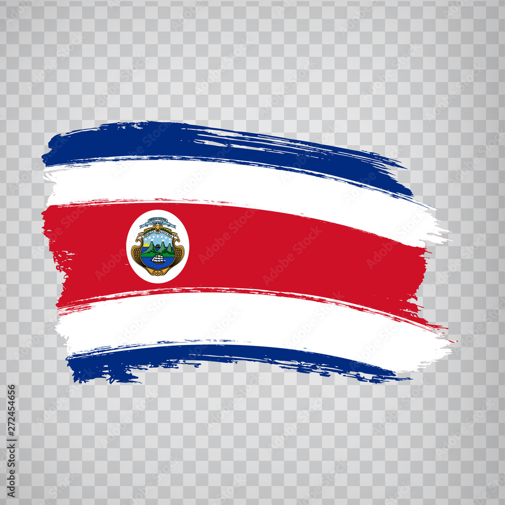 Costa Rica Flag isolated. Flag of Costa Rica, brush stroke background ...