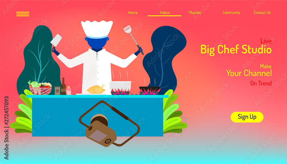 landing page website template. live big chef studio. make cooking on ...