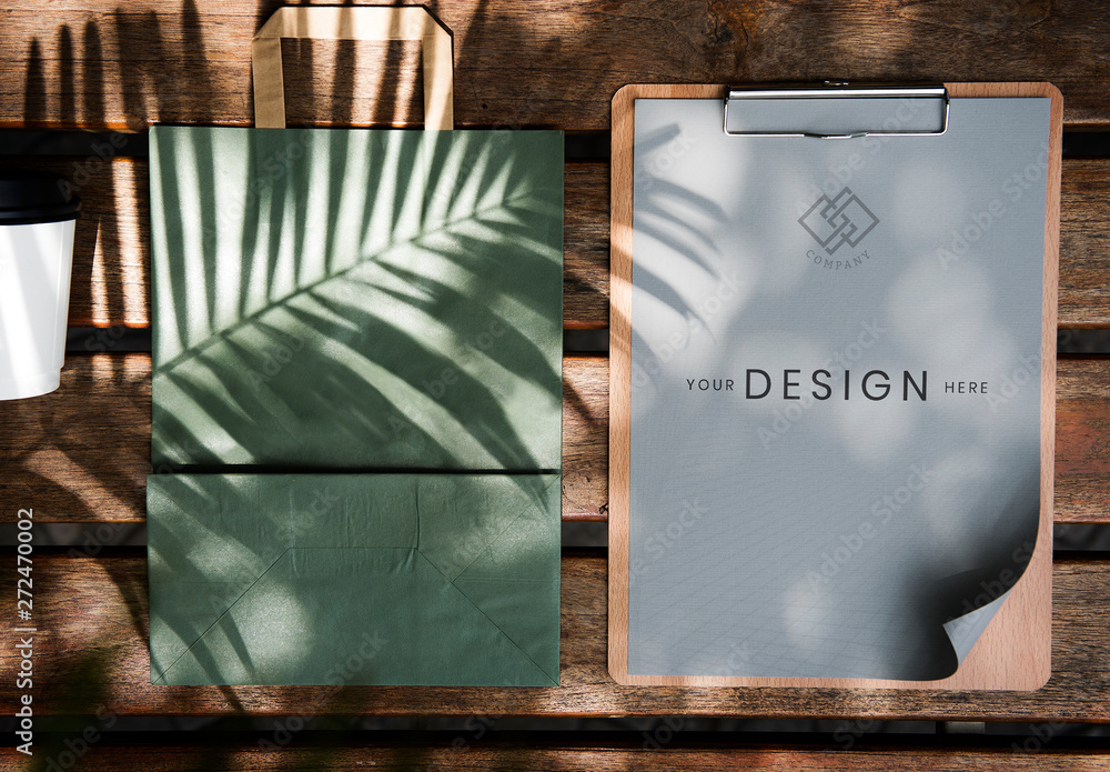 Paper on Clipboard on Wooden Table Mockup Stock Template | Adobe Stock