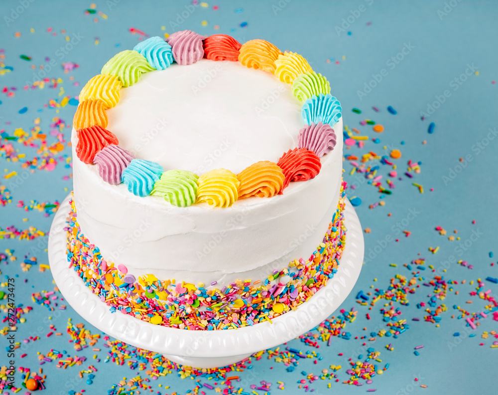 Birthday Cake with Sprinkles Stock Photo | Adobe Stock