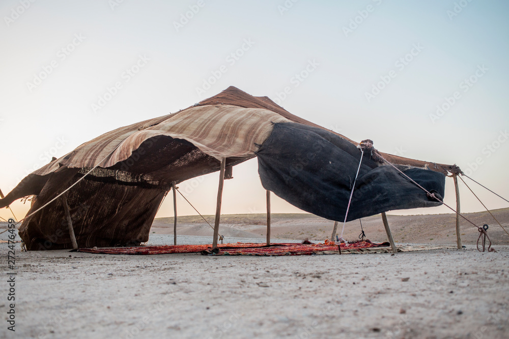 Berber tent in the Sahara desert in Morocco, Africa. This is the ...