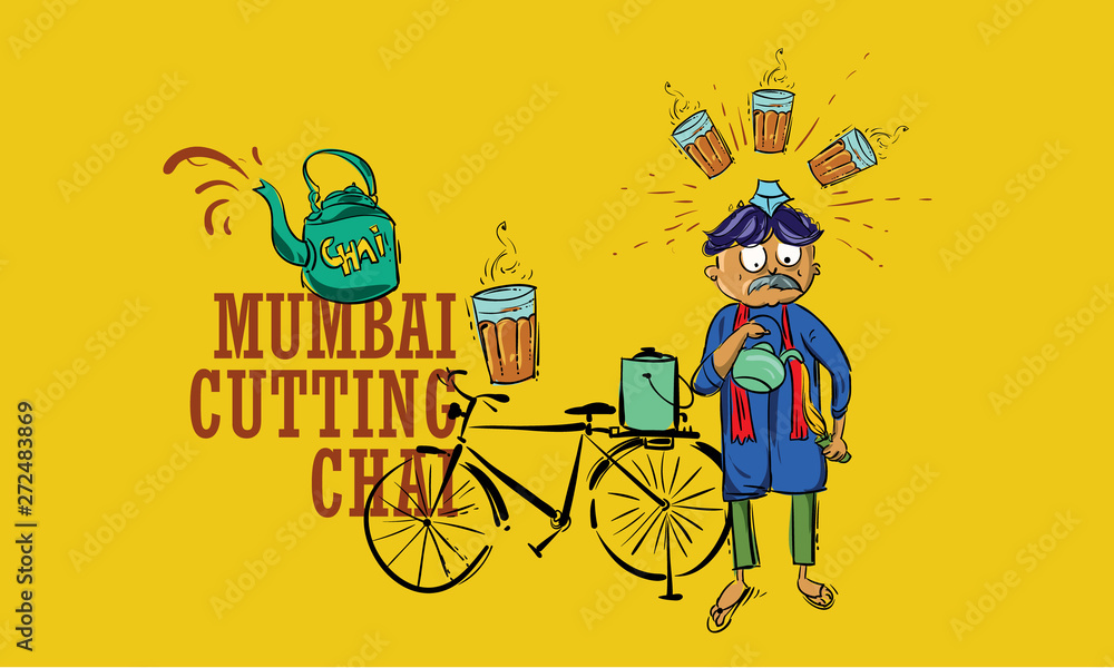 mumbai vector illustration cutting tea Stock Vector | Adobe Stock