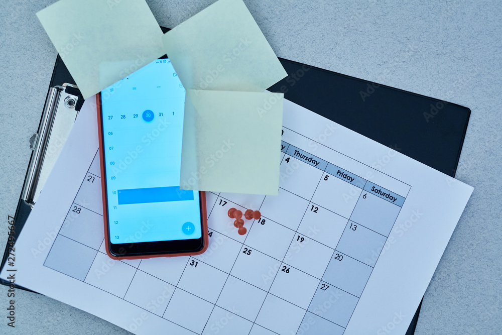 Time management deadline and schedule concept: calendar on the ...