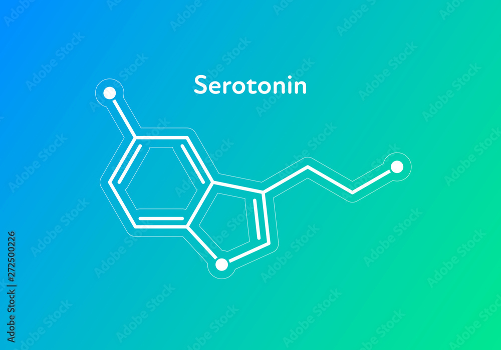 Vector hormones gradient banner template. Seratonin (5-HT) structure on ...