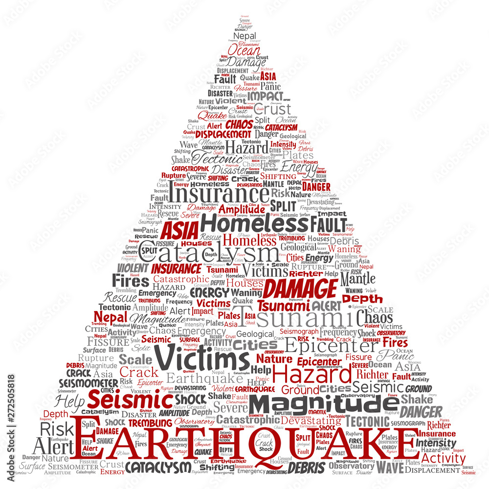 Vector conceptual earthquake activity triangle arrow word cloud ...