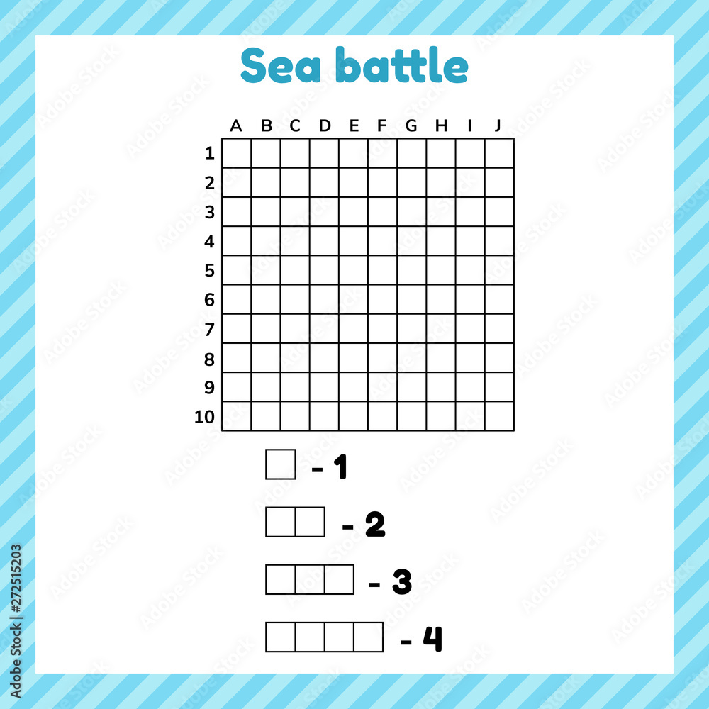 Sea battle. Template page with form and elements for battleship. Stock ...