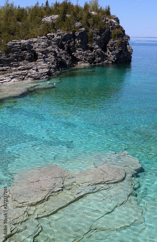 Looking down into the pristine turquoise water of Georgian Bay at the ...