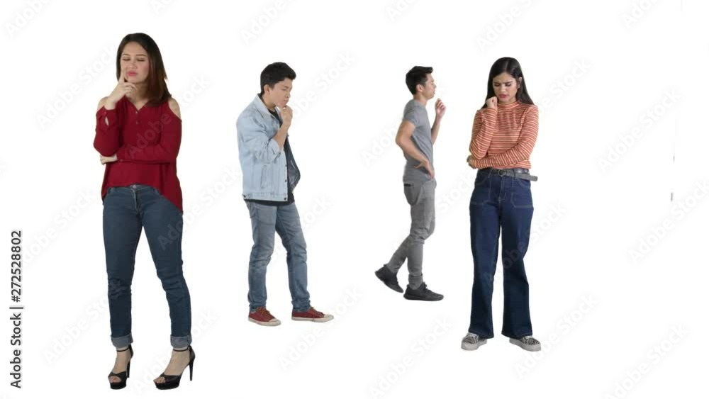 Vidéo Stock Group of young people thinking idea or solution while ...