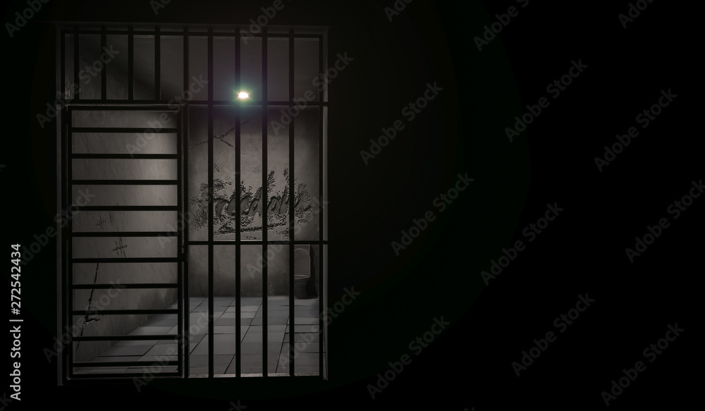 Illuminated Prison Cell Rendering with Copy Space 3D Rendering Stock ...