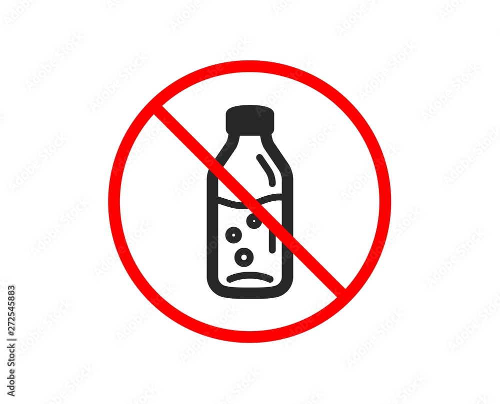 No or Stop. Water bottle icon. Soda aqua drink sign. Liquid symbol ...