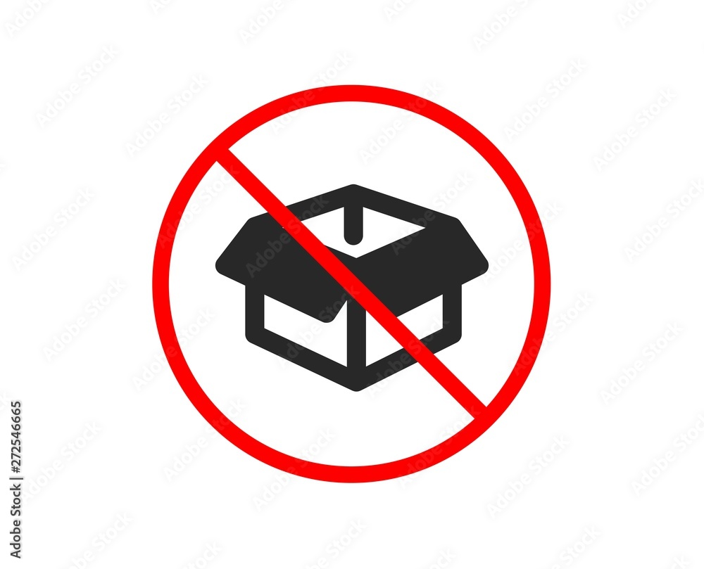 No or Stop. Opened box icon. Logistics delivery sign. Parcels tracking ...