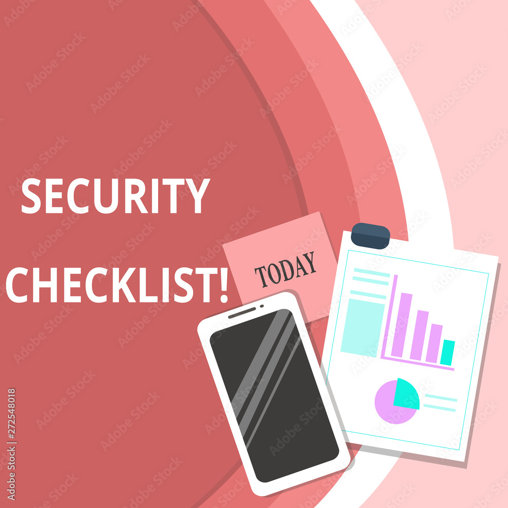 Handwriting text Security Checklist. Conceptual photo Protection of ...