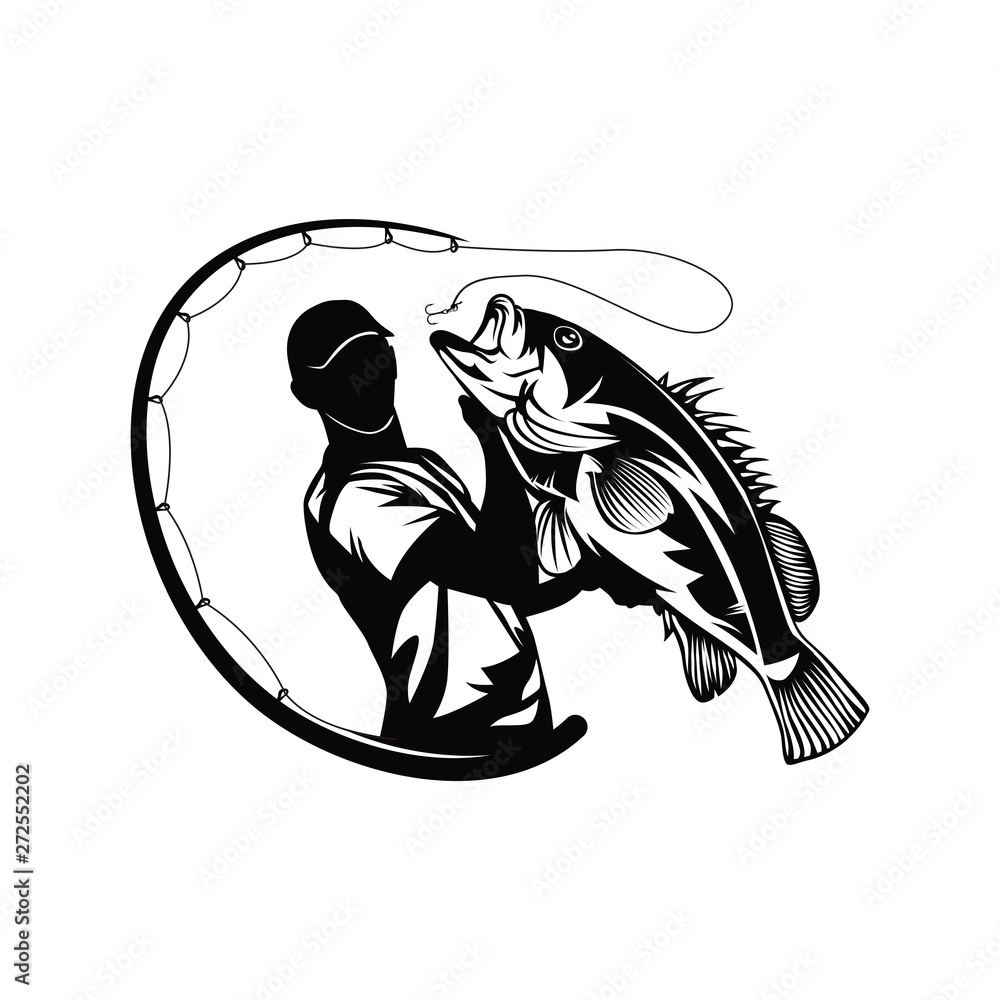 Fish and Fishing Logo Design Vector Векторный объект Stock | Adobe Stock
