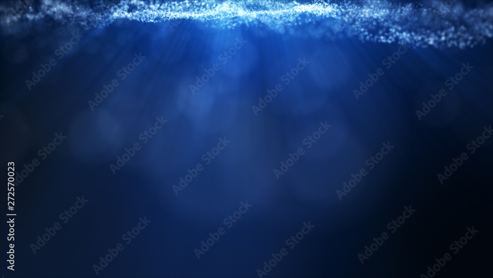 Stockillustratie Glow blue dust particale glitter sparks falling down ...