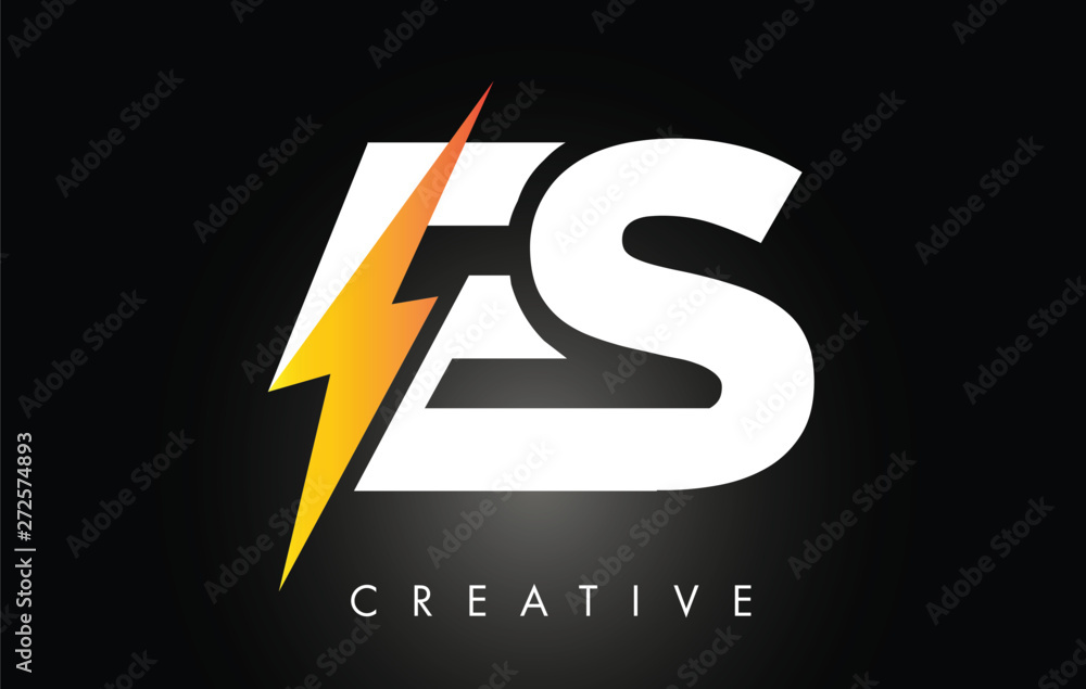 ES Letter Logo Design With Lighting Thunder Bolt. Electric Bolt Letter ...
