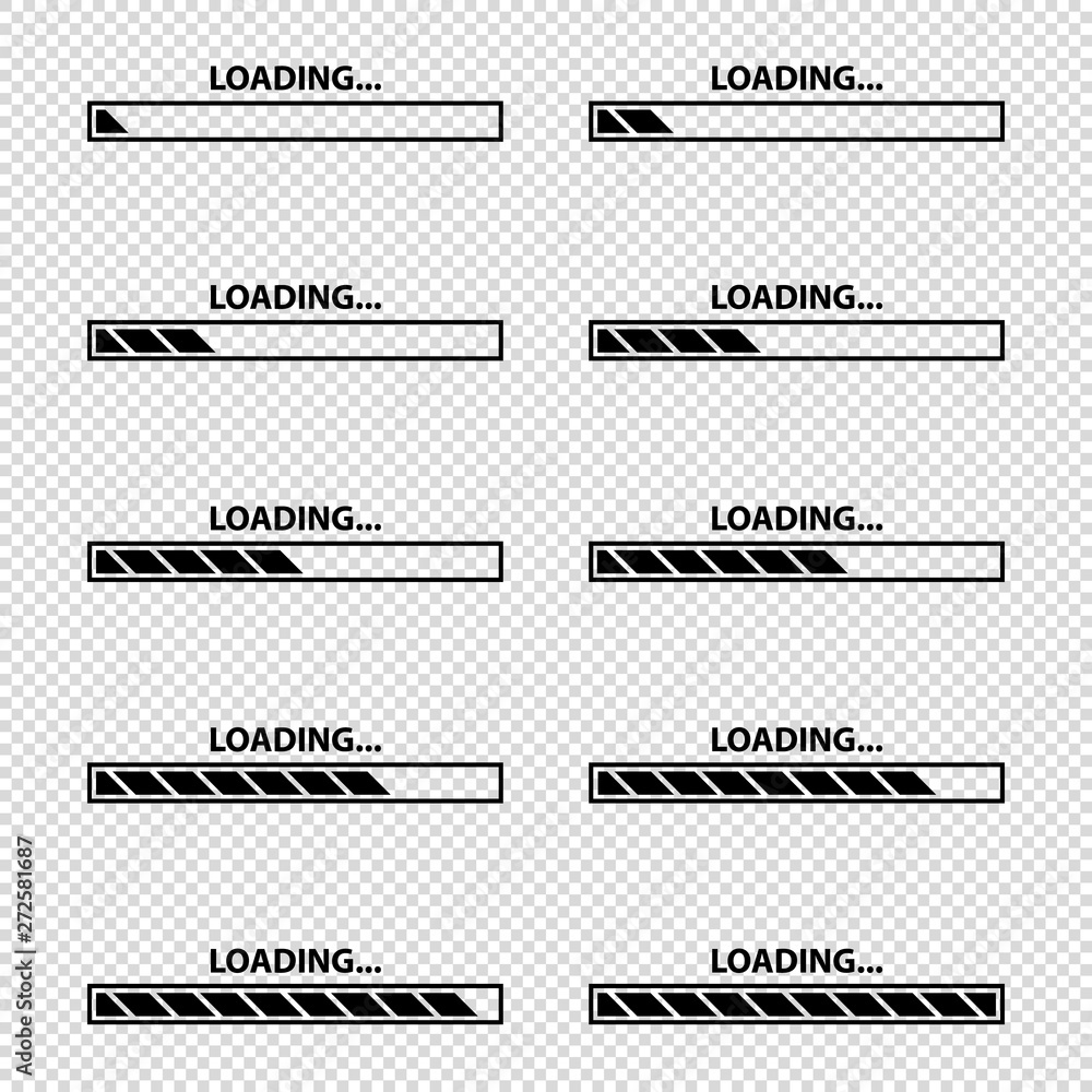 Loading Bar Icon Set - Vector Illustrations - Isolated On Transparent ...