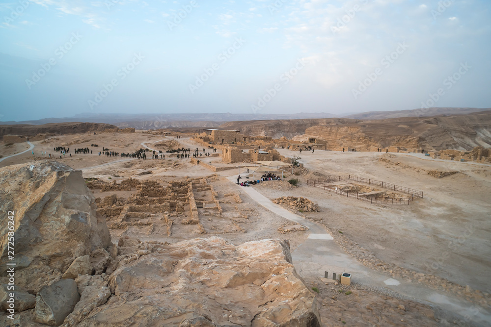 Masada fort in Israel hosting soldiers of Israeli Army on maneuvers ...