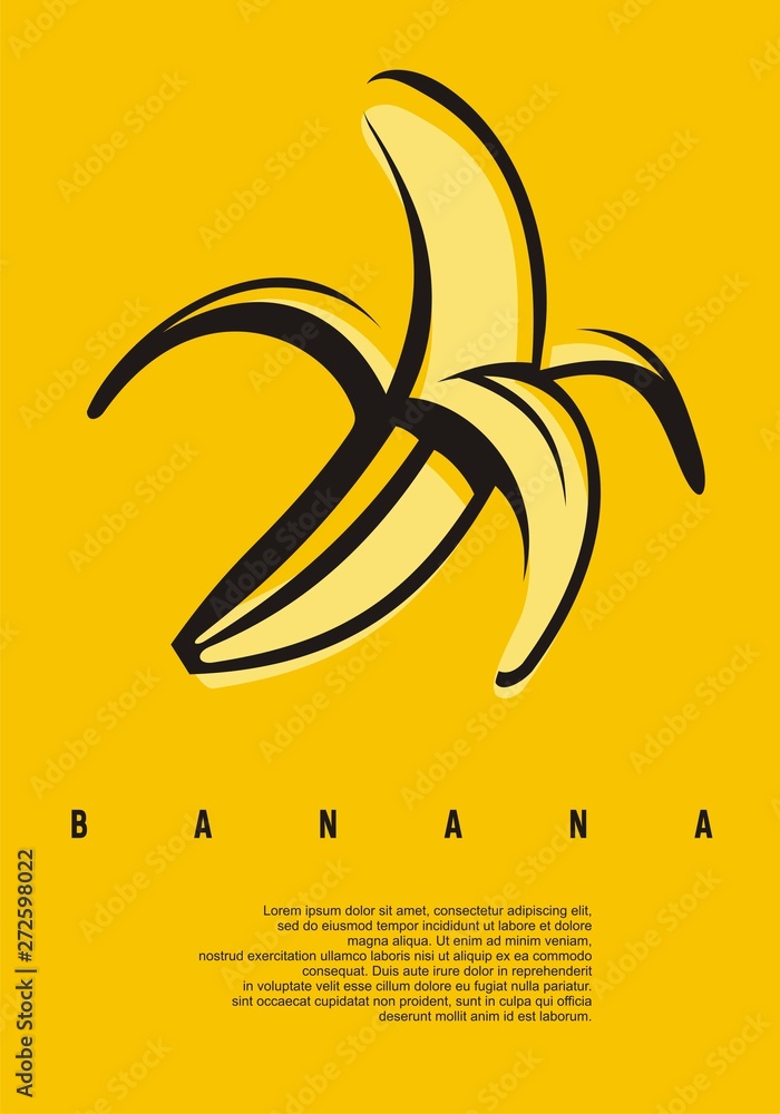 Banana minimal simple flat design concept. Artistic poster for one of ...