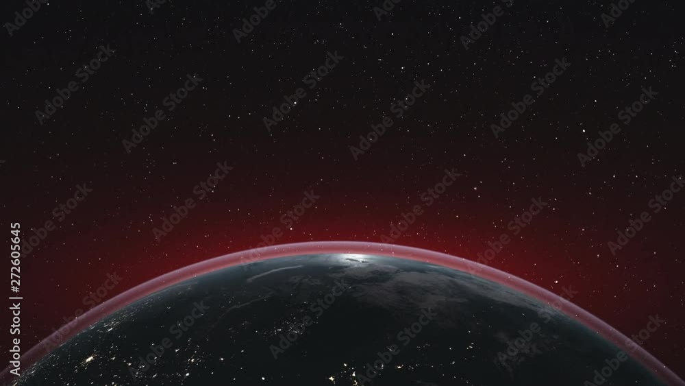 Earth Orbit Rotate Planet Skyline Starry Background. Celestial ...