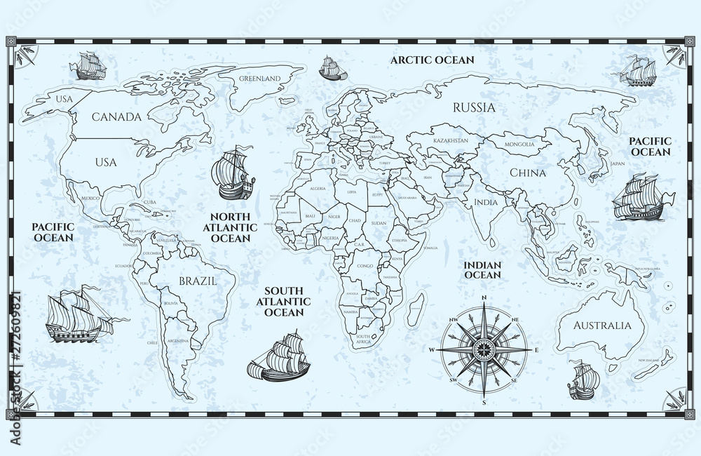 World Map Coloring Page With Countries
