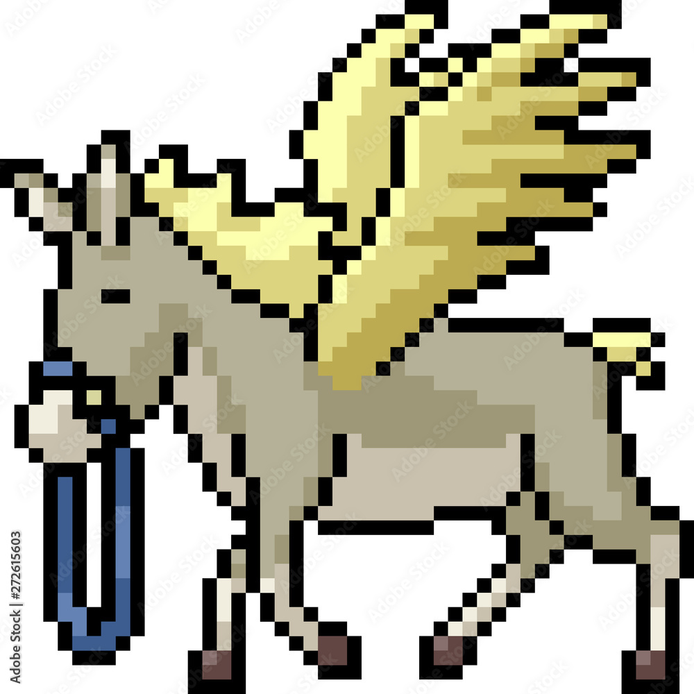 vector pixel art donkey pegasus Stock Vector | Adobe Stock