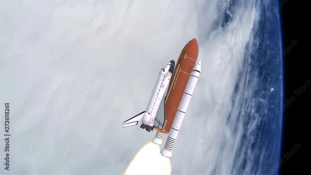 Realistic 3D Animation of Space Shuttle Launching over earths ...
