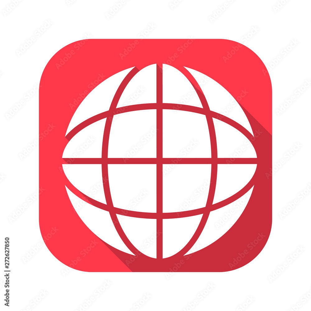 Earth vector red icon in modern flat style isolated. Symbol earth is ...