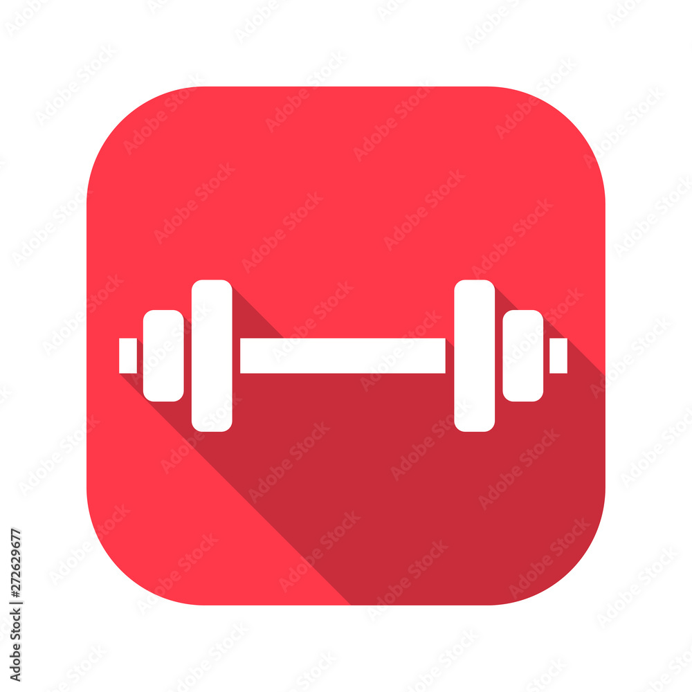 Dumbbell vector red icon in modern flat style isolated. Dumbbell can ...