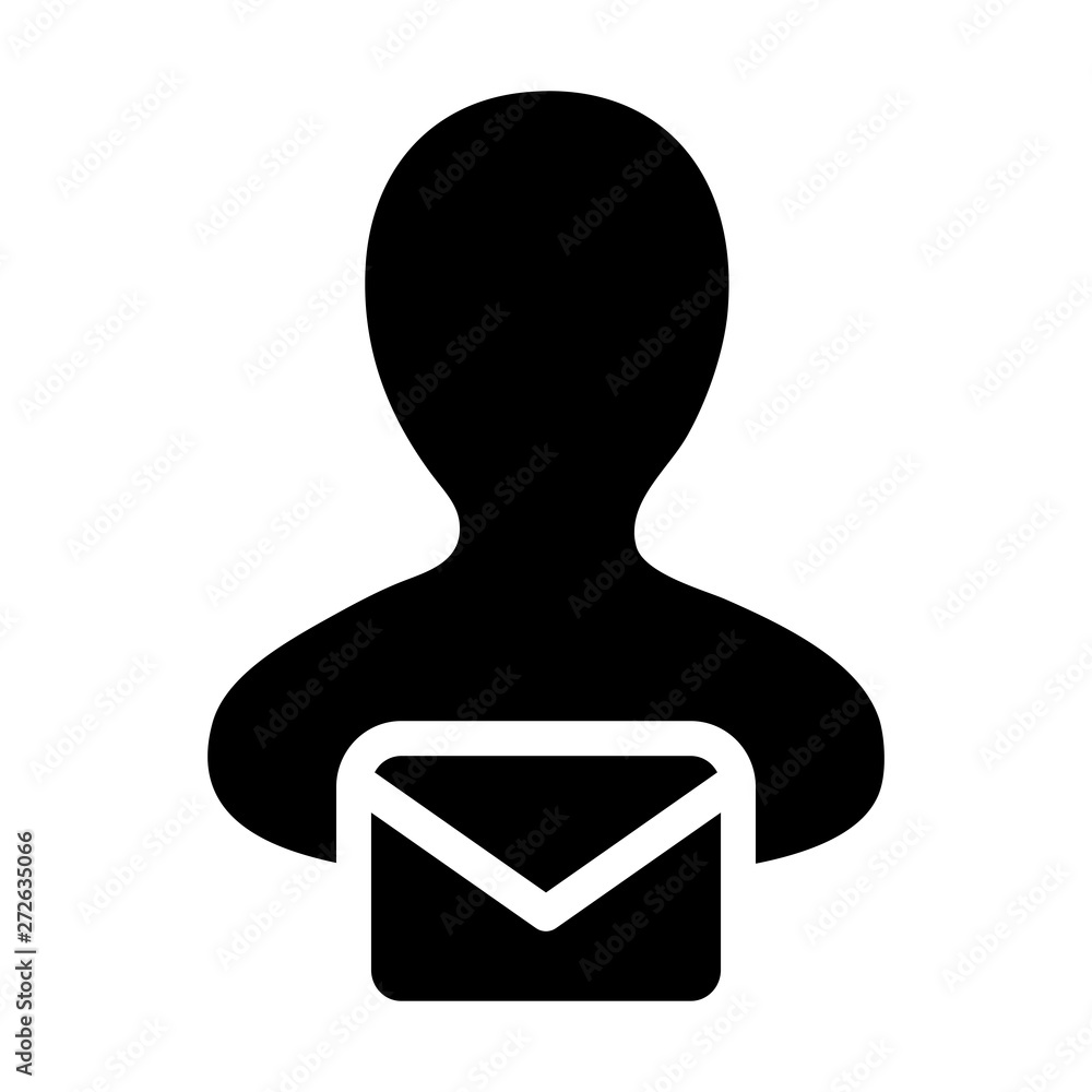 Envelope icon vector male user person profile avatar with mail symbol ...