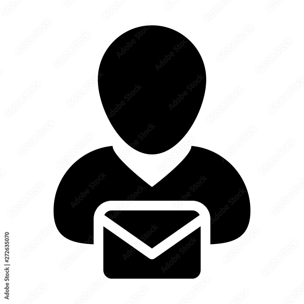 Receive icon vector male user person profile avatar with envelope ...