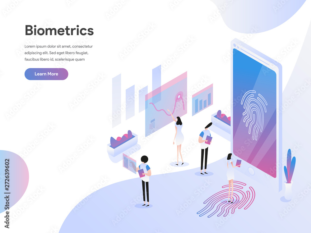 Landing page template of Biometrics Technology Isometric Illustration ...