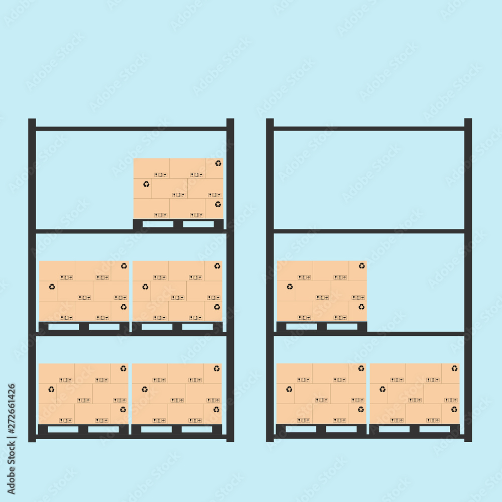 Pallet storage area with packaging in an industrial warehouse Stock ...
