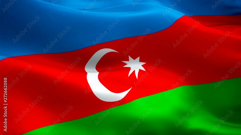 Azerbaijan waving flag. National 3d Muslim flag waving. Sign of ...